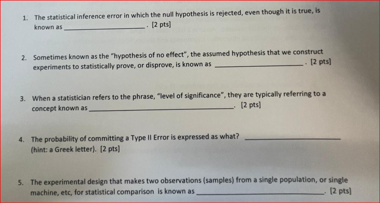 Solved 1. The statistical inference error in which the null | Chegg.com