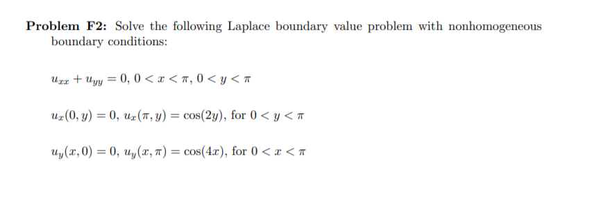 Solved Problem F2: Solve the following Laplace boundary | Chegg.com