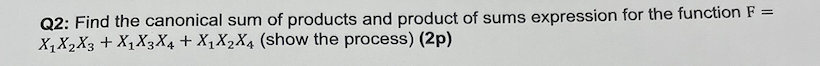 Solved Q2: Find the canonical sum of products and product of | Chegg.com