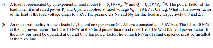 Solved (a) ﻿A load is ﻿represented by an ﻿exponential load | Chegg.com