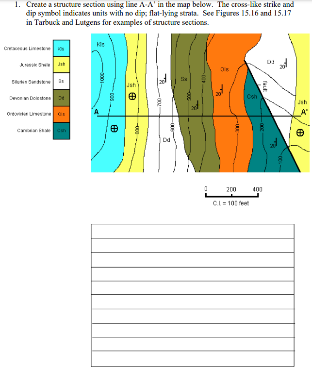 Solved 1. Create a structure section using line A-A' in the | Chegg.com