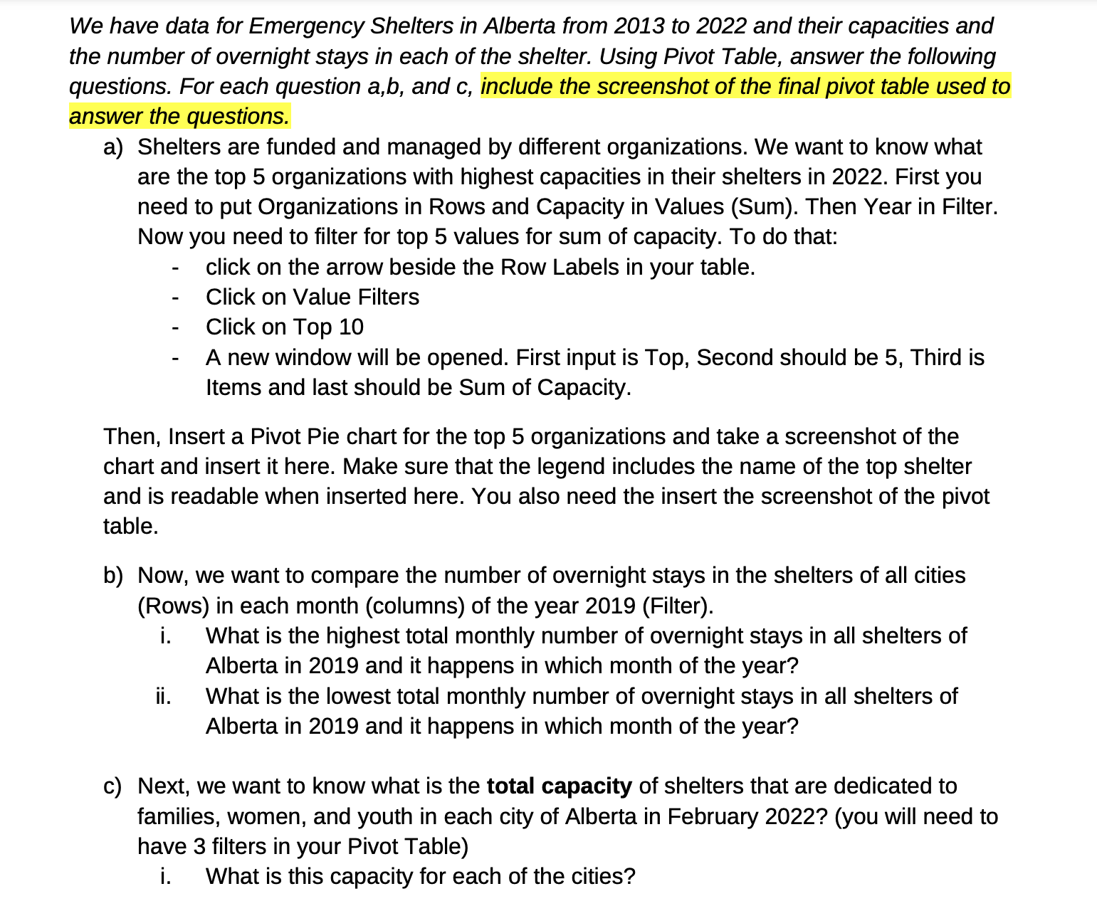 Solved We have data for Emergency Shelters in Alberta from | Chegg.com