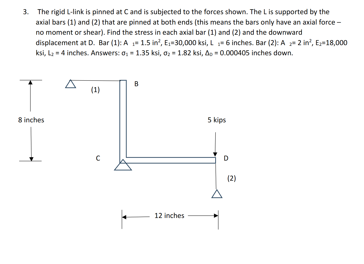 Solved The rigid L-link is pinned at C ﻿and is subjected to | Chegg.com