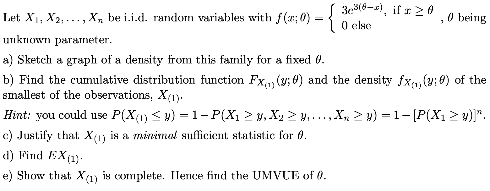Solved 2 > 3e3(0-x), if x > 0 Let X1, X2,...,xn be i.i.d. | Chegg.com