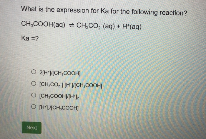 Solved What is the expression for Ka for the following | Chegg.com