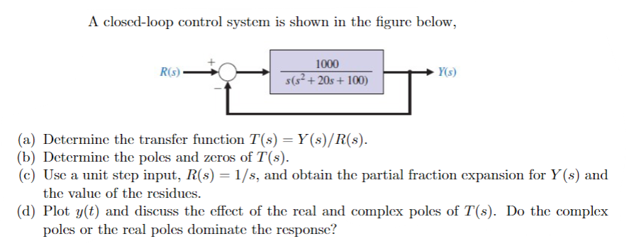 Solved A Closed Loop Control System Is Shown In The Figure 