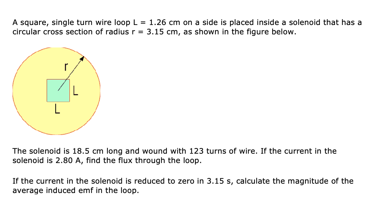 Solved A square, single turn wire loop L = 1.26 cm on a side | Chegg.com