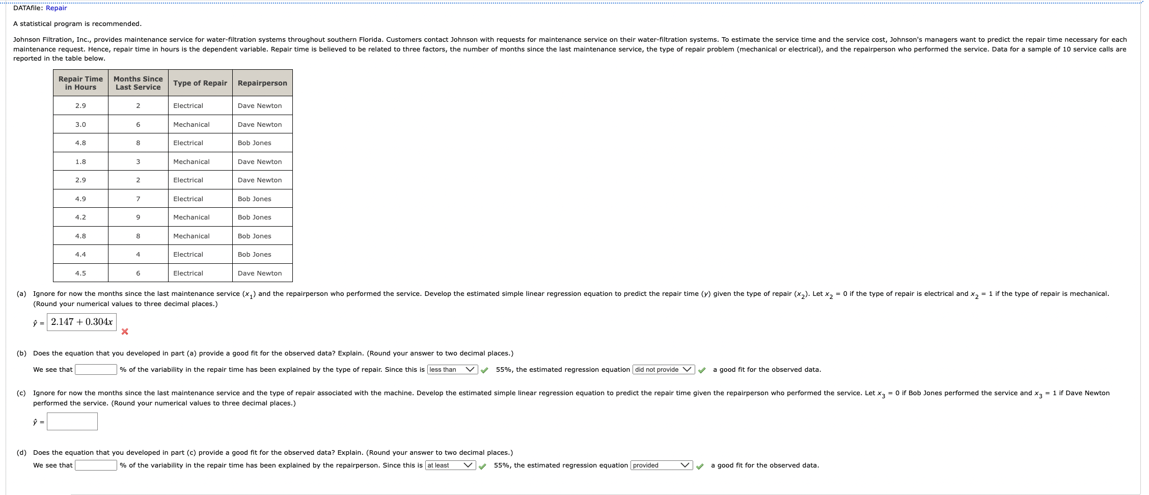 Solved DATAfile: RepairA statistical program is | Chegg.com