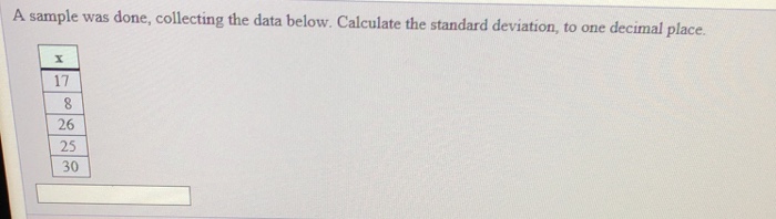 Solved A sample was done, collecting the data below. | Chegg.com