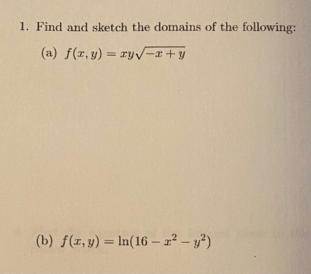 Solved 1. Find and sketch the domains of the following: (a) | Chegg.com