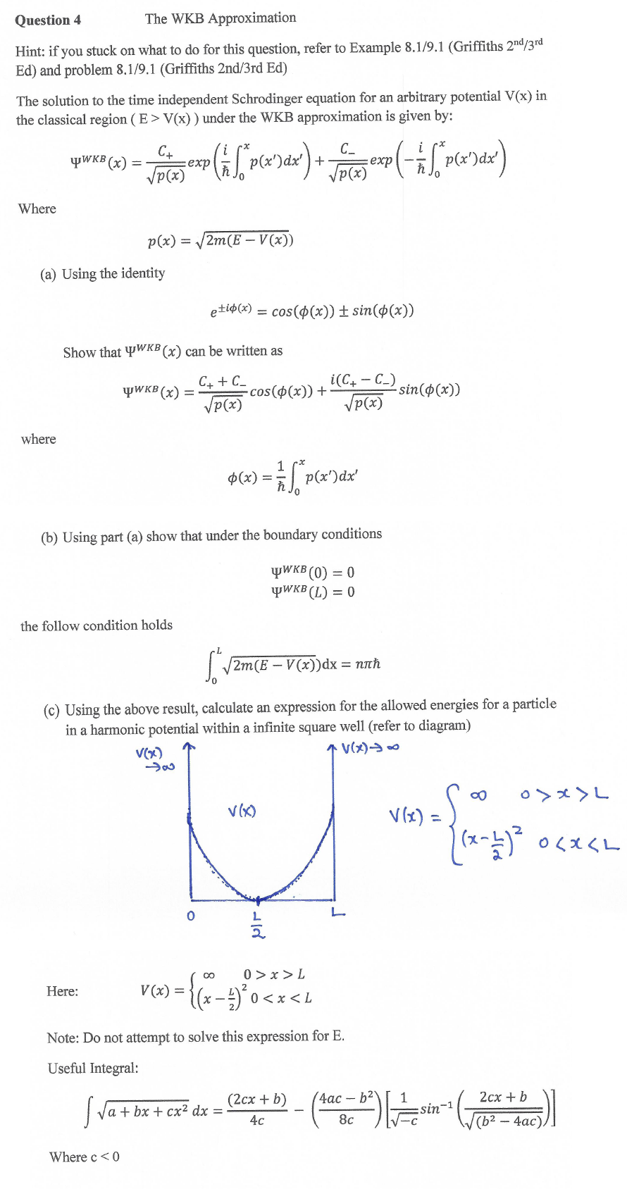 Solved Question 4 The WKB Approximation Hint: if you stuck | Chegg.com