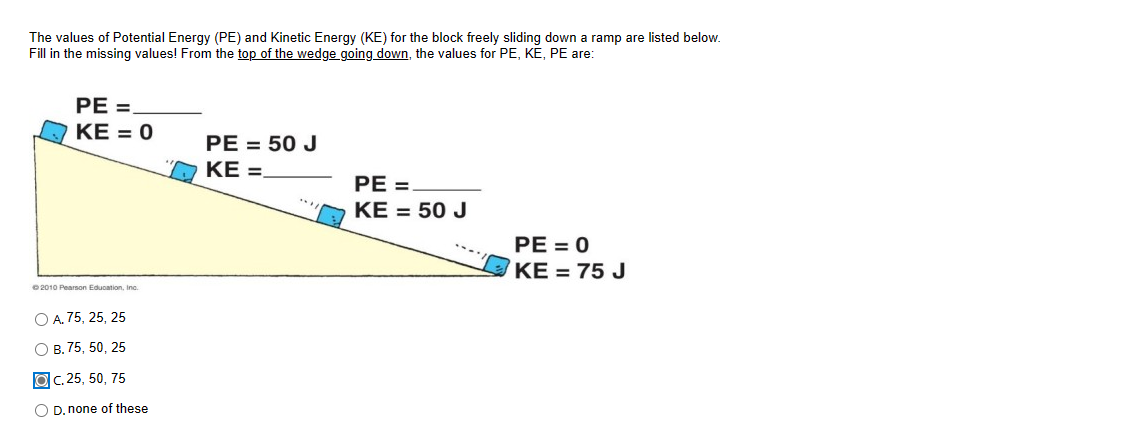 Solved The values of Potential Energy (PE) and Kinetic | Chegg.com