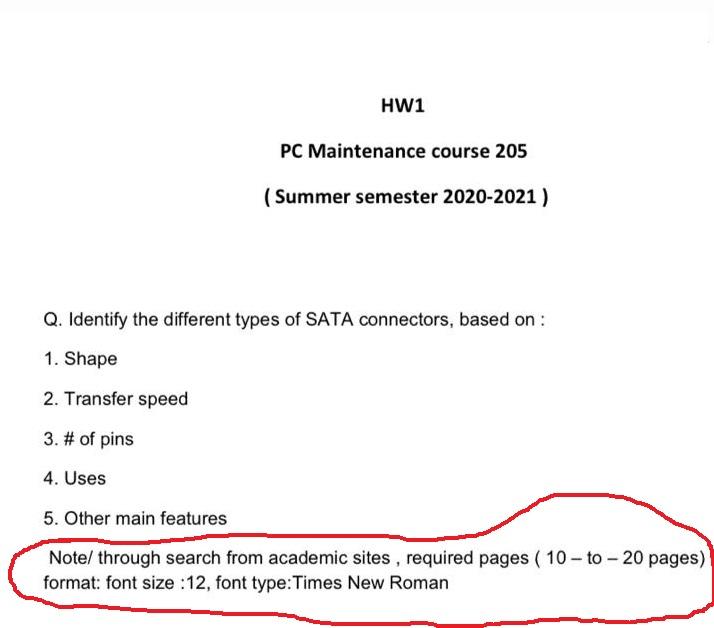 Solved HW1 PC Maintenance course 205 (Summer semester | Chegg.com