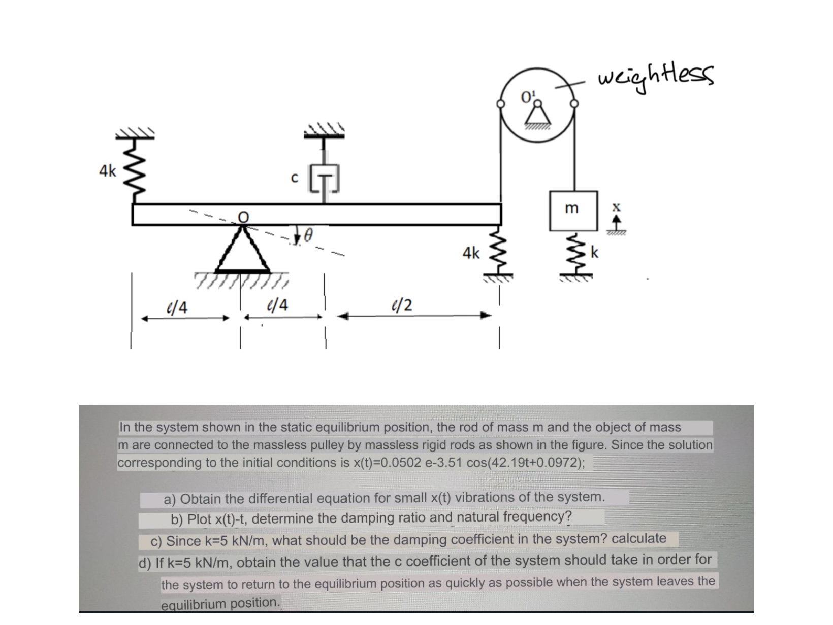 Solved In the system shown in the static equilibrium | Chegg.com