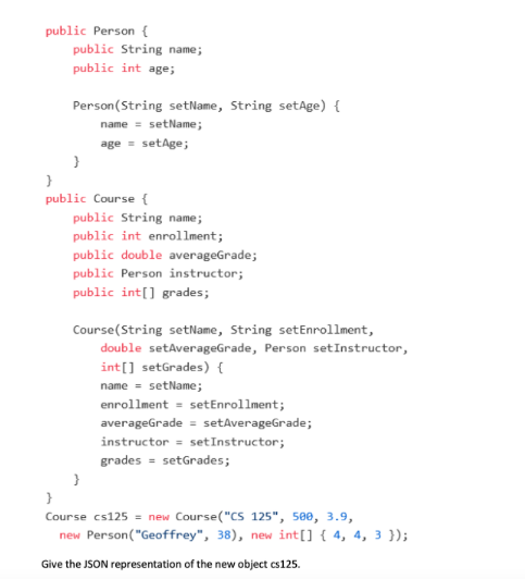 Solved public Person public String name; public int age; | Chegg.com