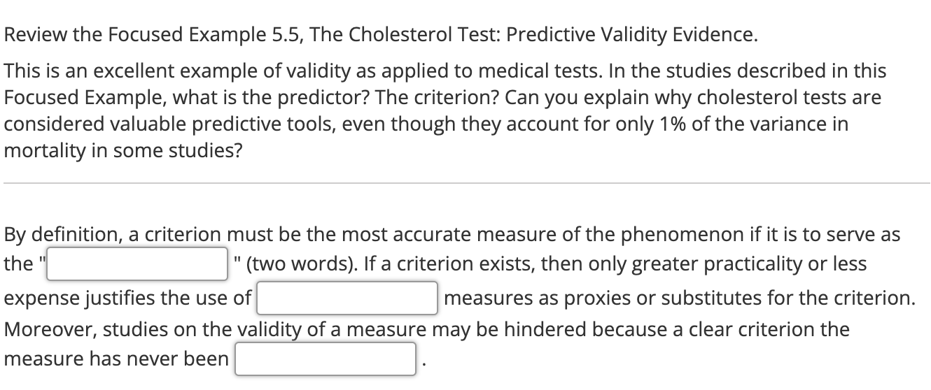 Review the Focused Example 5.5, The Cholesterol Test: | Chegg.com