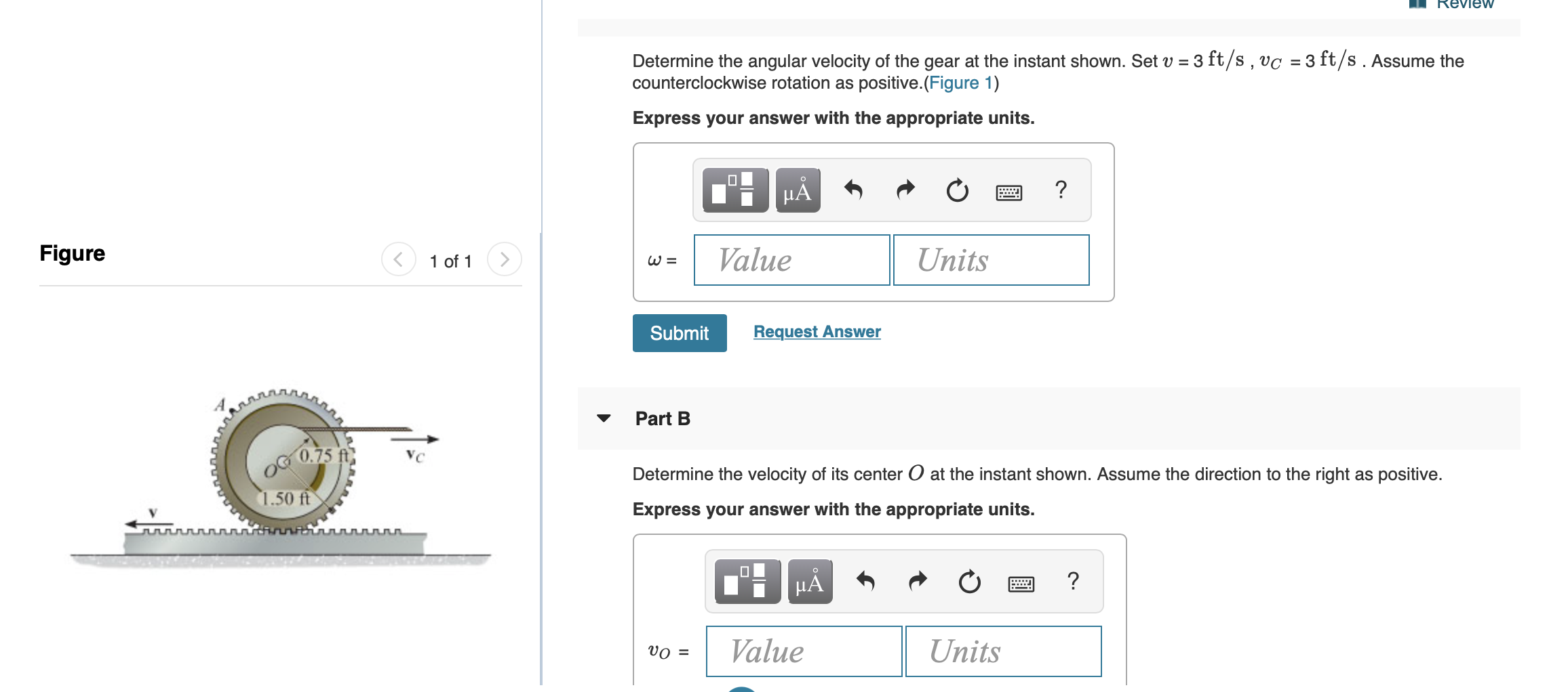Solved Review Determine The Angular Velocity Of The Gear At Chegg