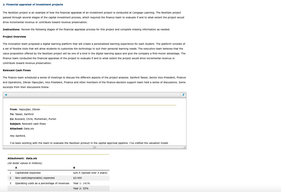 2. Financial appraisal of investment projects The | Chegg.com
