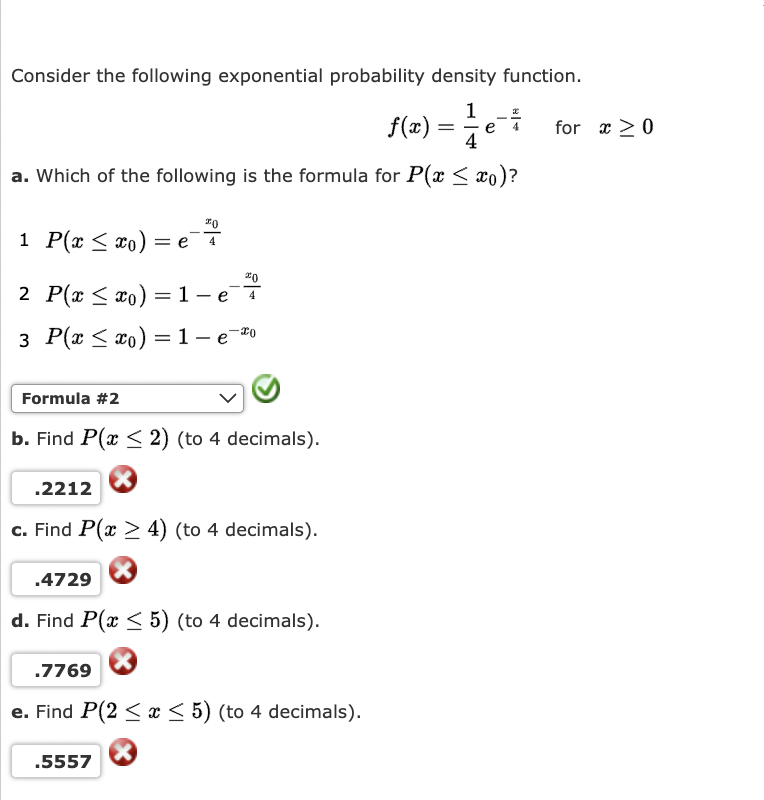 Solved Consider the following exponential probability | Chegg.com