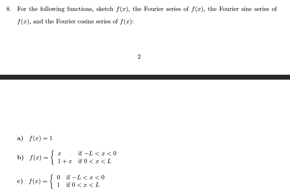 Solved 8. For the following functions, sketch f(x), the | Chegg.com
