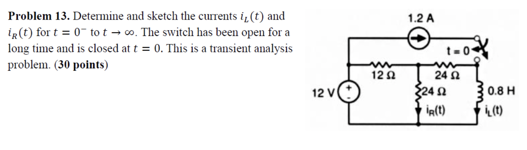 Solved Problem 13. Determine and sketch the currents iL(t) | Chegg.com