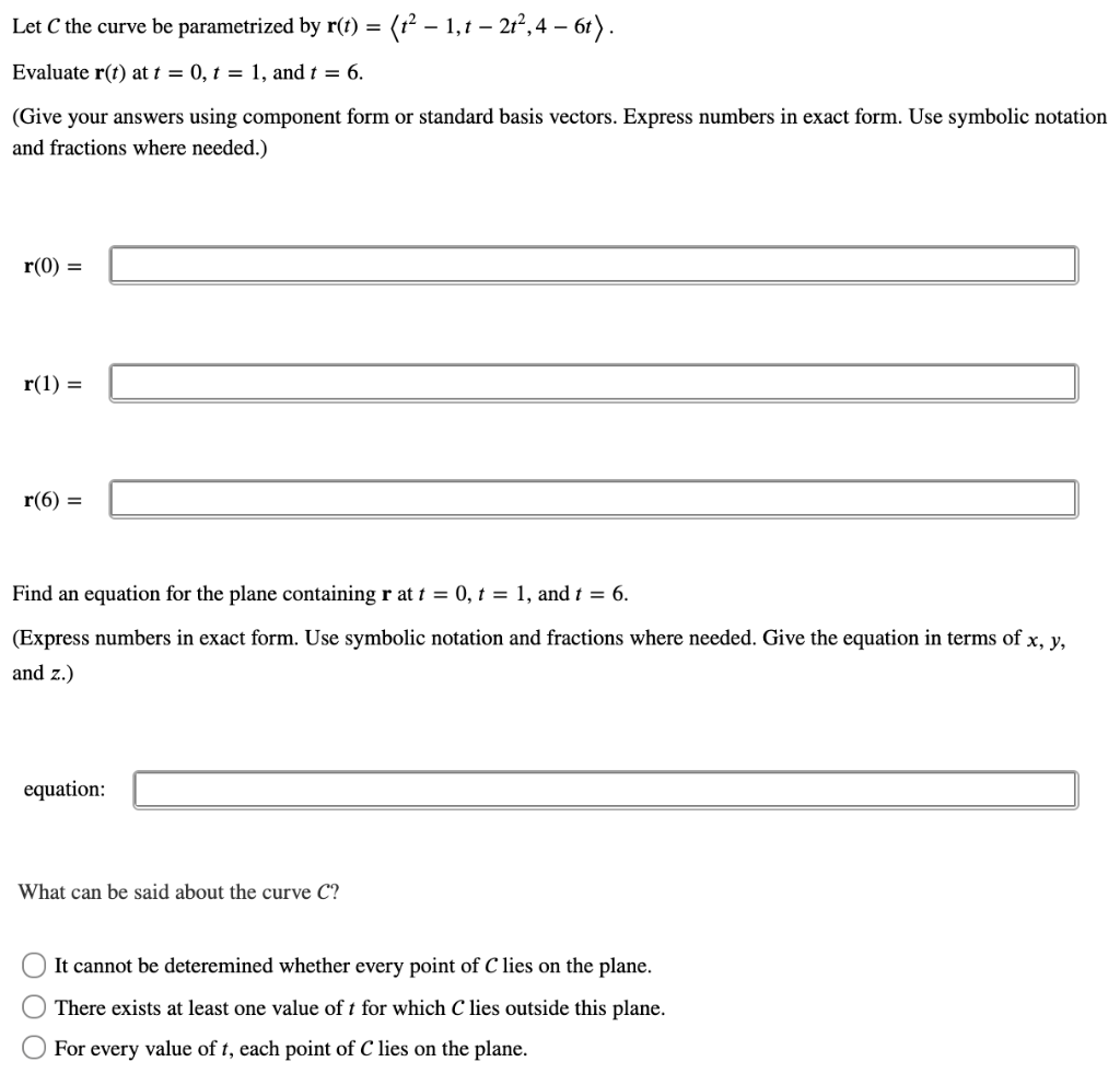 Solved Let C the curve be parametrized by r(t) = (12 – 1,1 – | Chegg.com