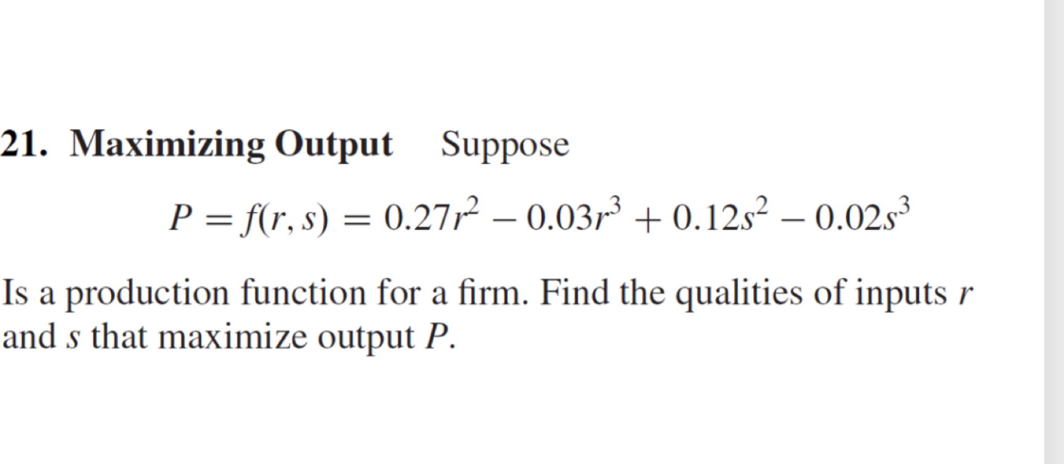Solved Maximizing Output | Chegg.com