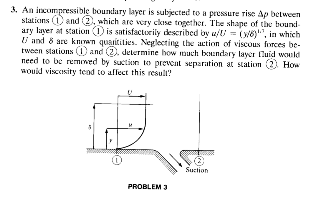 Solved 3. An incompressible boundary layer is subjected to a | Chegg.com