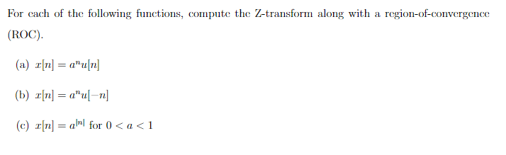 Solved For each of the following functions, compute the | Chegg.com