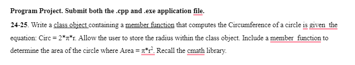Solved Program Project. Submit both the .cpp and .exe | Chegg.com