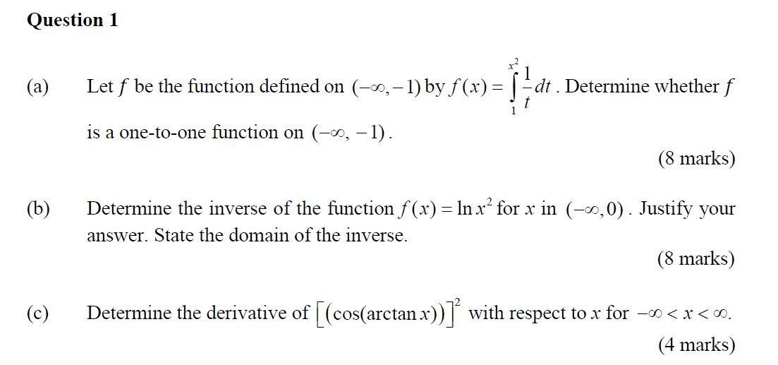 Solved Question 1 (a) Let f be the function defined on | Chegg.com