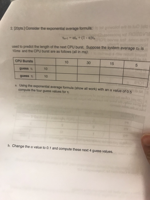 Solved 2 120pts] Consider the exponential average formula: | Chegg.com