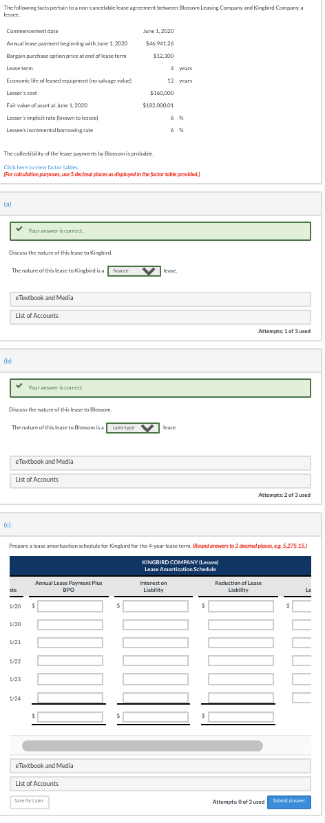 Solved The following facts pertain to a non-cancelable lease | Chegg.com