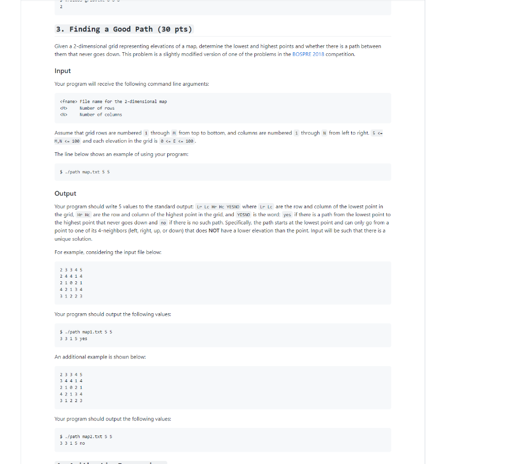 Solved Given a 2-dimensional grid representing elevations of | Chegg.com