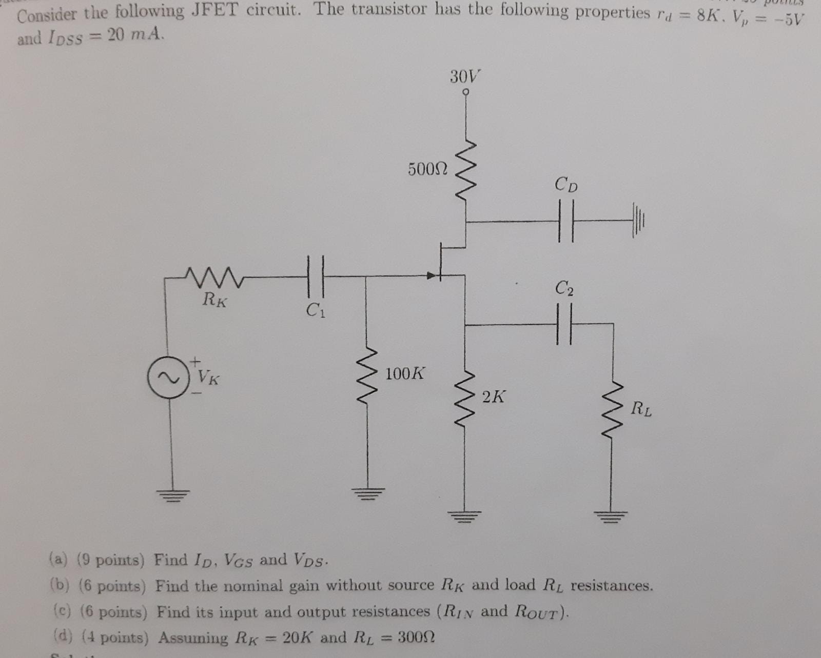 Solved Consider the following JFET circuit. The transistor | Chegg.com