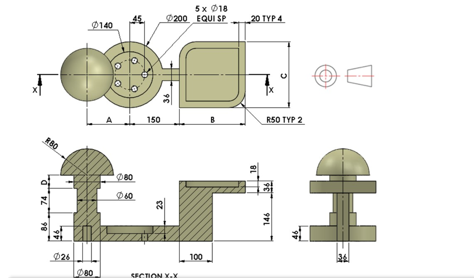 5x 018 Ø200 EQUI SP 45 20 TYP 4 0140 x X 36 At 150 B | Chegg.com