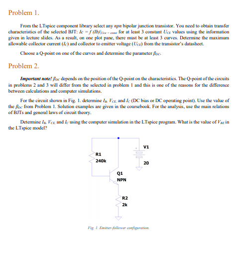 Problem 1. From the LTspice component library select | Chegg.com