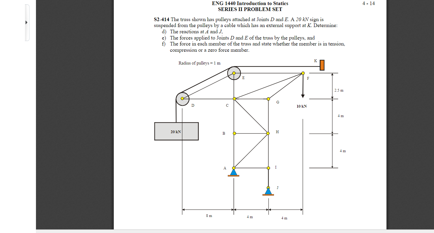 Solved 4-14 ENG 1440 Introduction to Statics SERIES II | Chegg.com