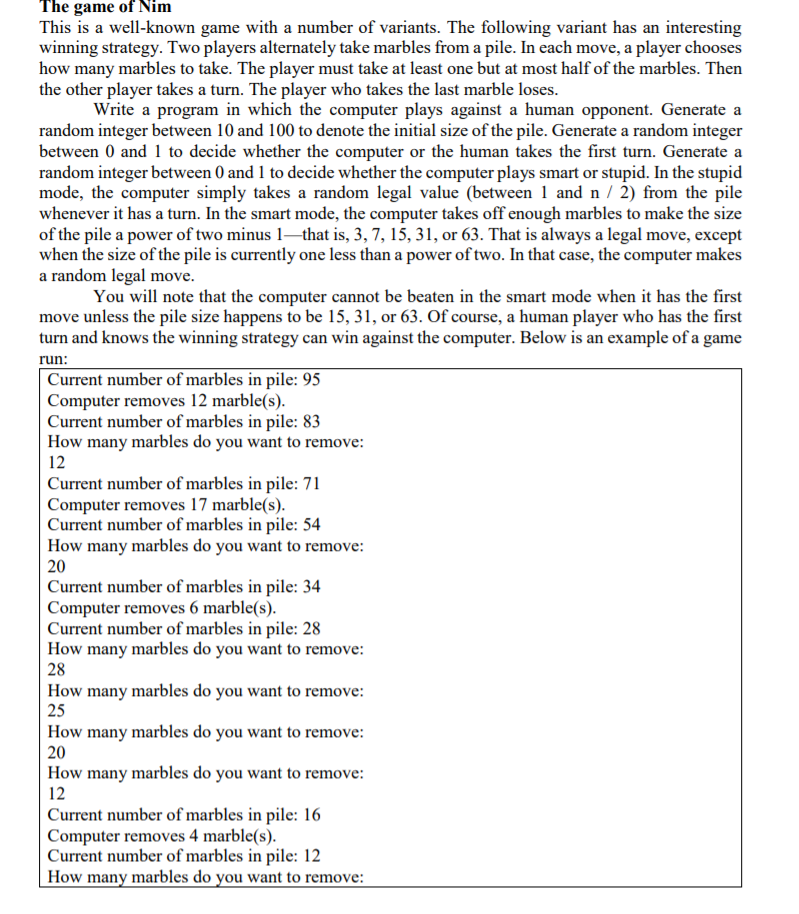 Solved The game of Nim This is a well-known game with a | Chegg.com