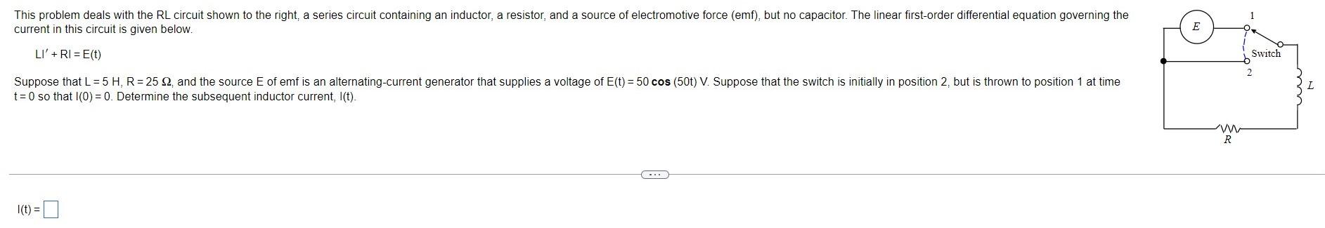 Solved This problem deals with the RL circuit shown to the | Chegg.com