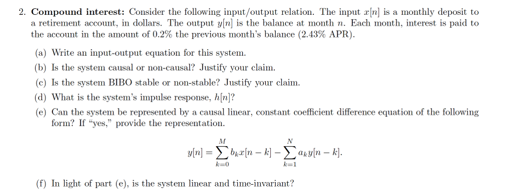 Solved 2 Compound Interest Consider The Following