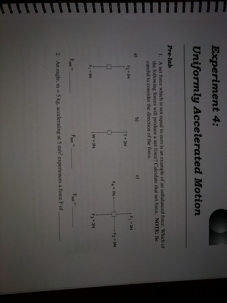 Solved Experiment 4: Uniformly Accelerated Motion Pre-lab A | Chegg.com