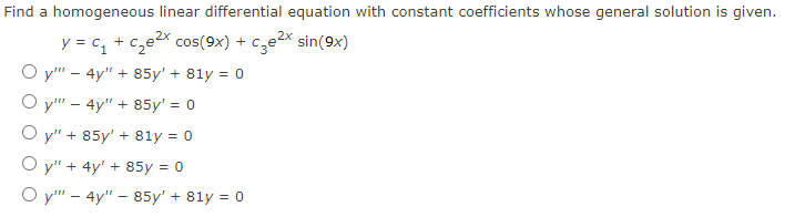Solved Find A Homogeneous Linear Differential Equation With