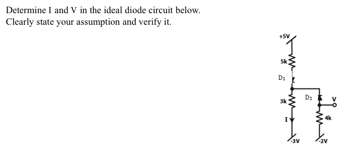 Solved Determine I and V in the ideal diode circuit below. | Chegg.com