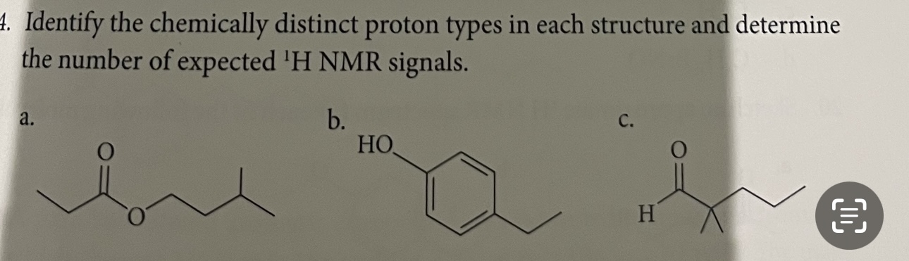 Solved Identify the chemically distinct proton types in each | Chegg.com