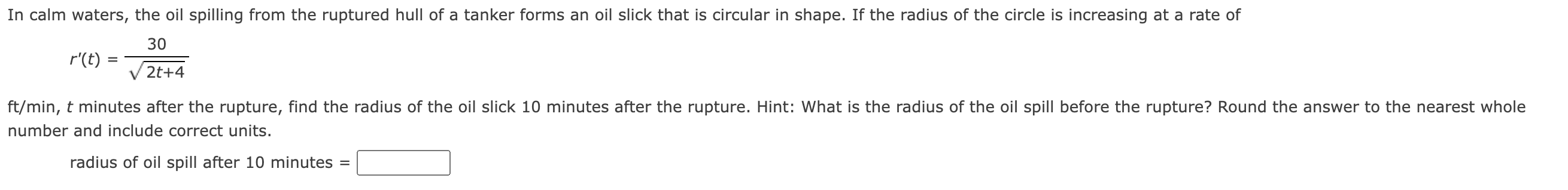 Solved In calm waters, the oil spilling from the ruptured | Chegg.com