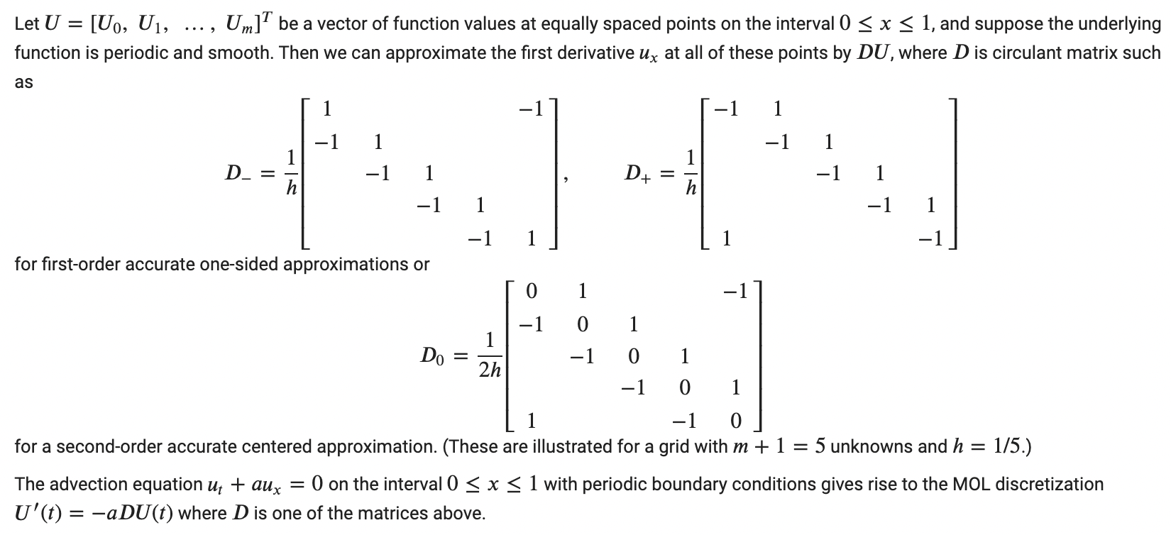 Let U=[U0,U1,…,Um]T be a vector of function values at | Chegg.com