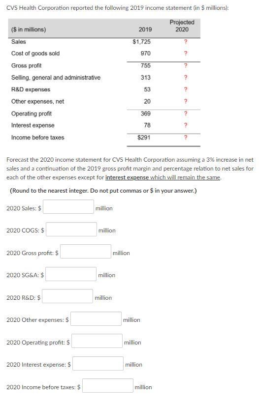 Solved ? CVS Health Corporation reported the following 2019 | Chegg.com