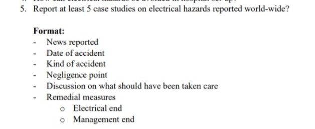 Solved 5. Report at least 5 case studies on electrical | Chegg.com