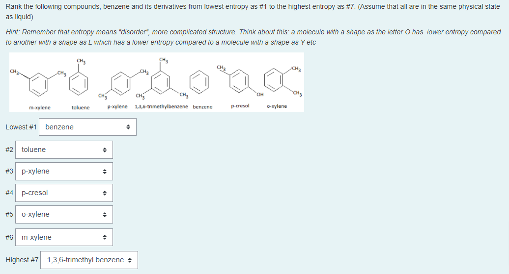 Solved Rank the following compounds, benzene and its | Chegg.com